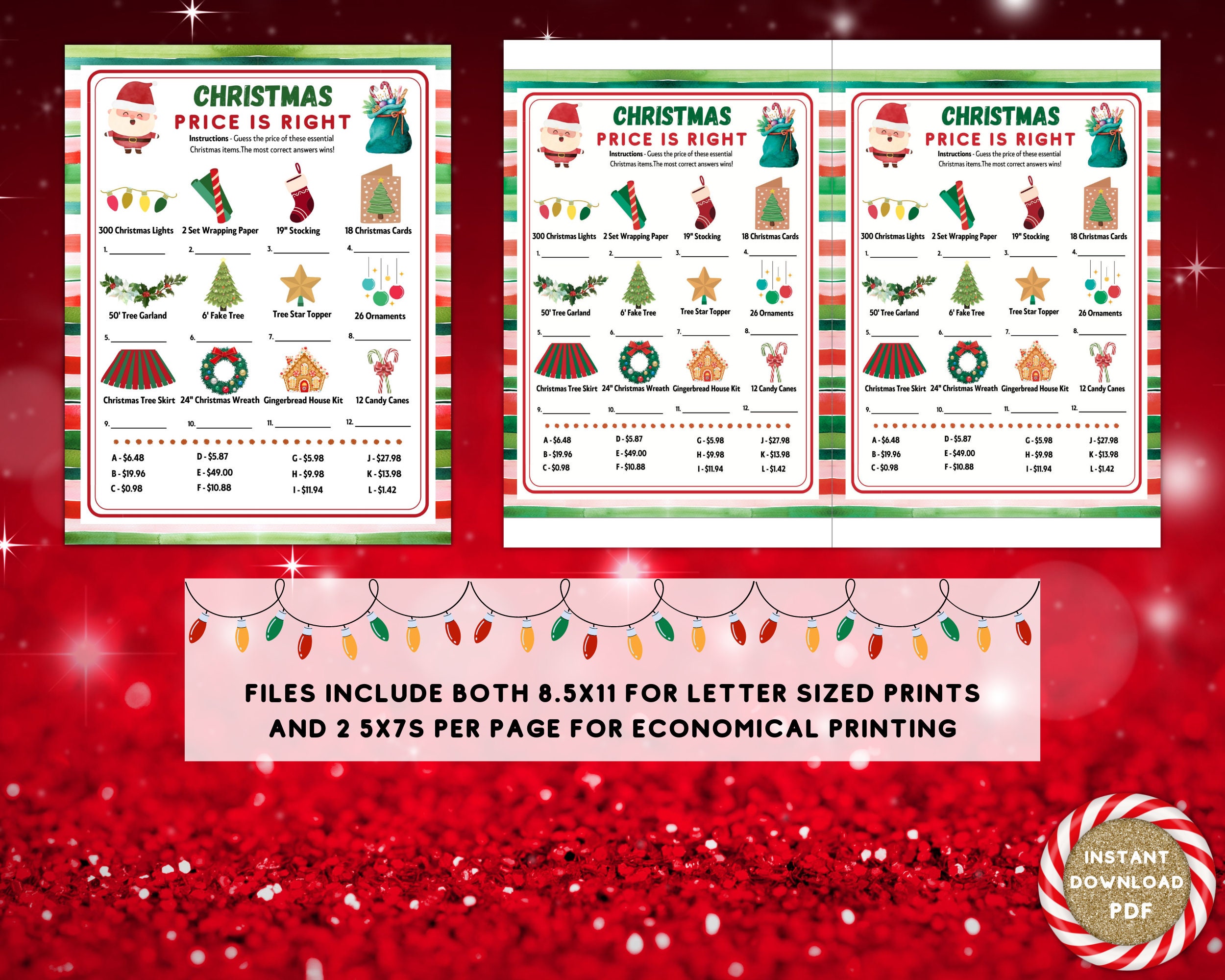 Christmas Guess Price Game Printable or Virtual Xmas Day Quiz - Etsy