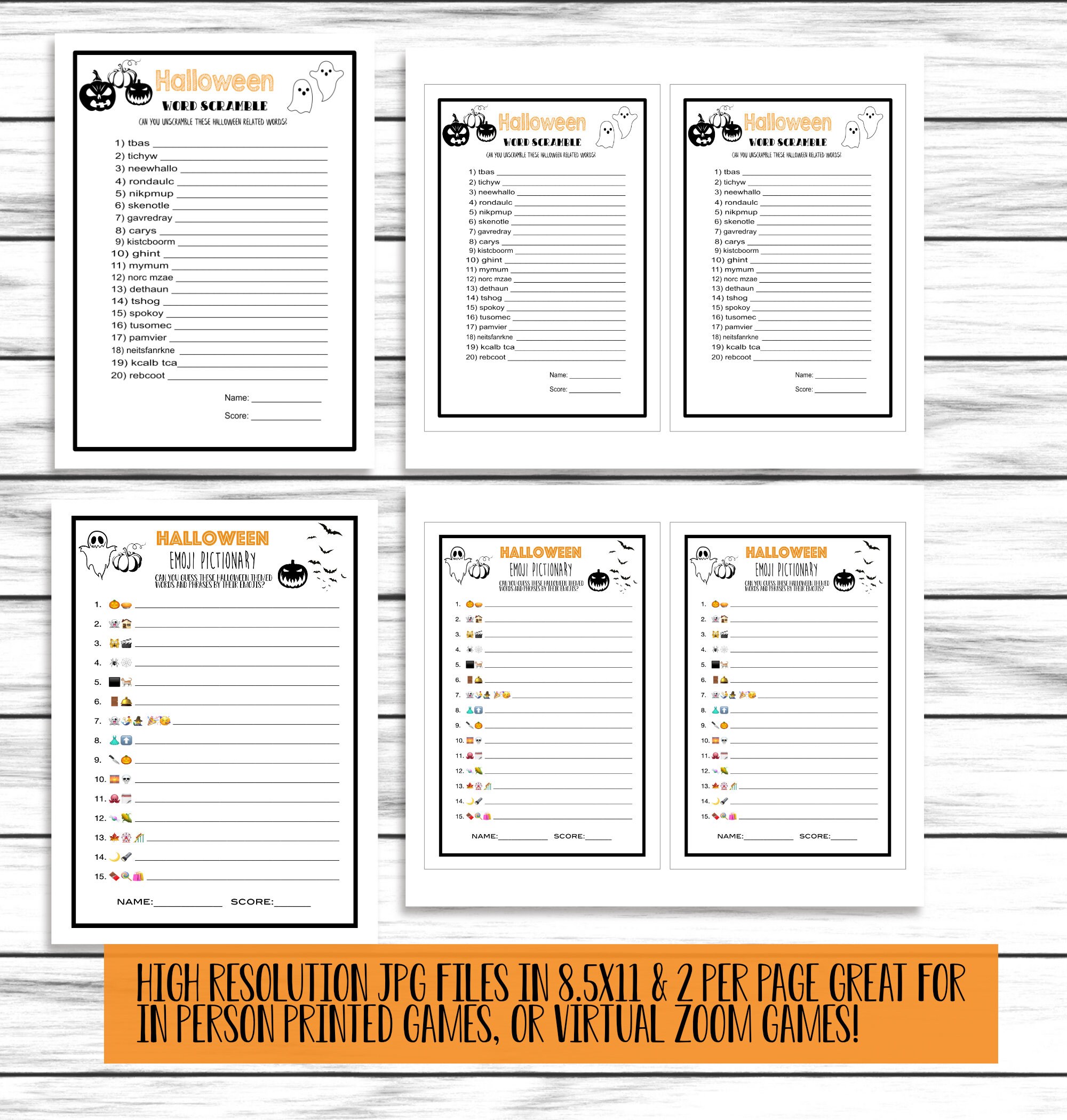 Scattergories Family Games Trivia Instant Download 12 Scary Games Set ...