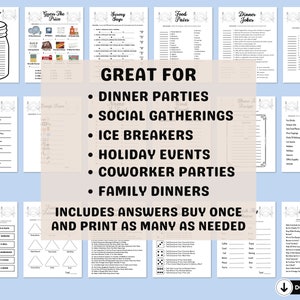 Printable Family Friends Dinner Party Games | Work Icebreaker Games ...