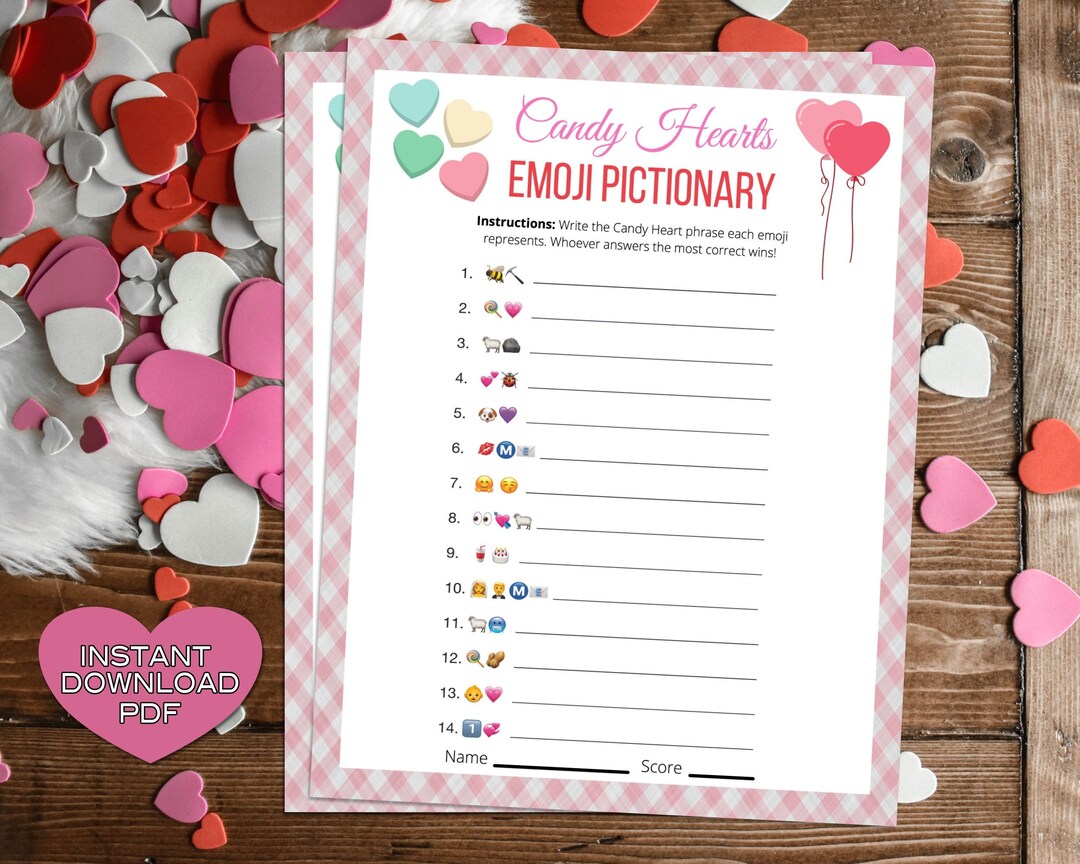 Candy Hearts Emoji Pictionary Game -classroom Office Valentines Day ...