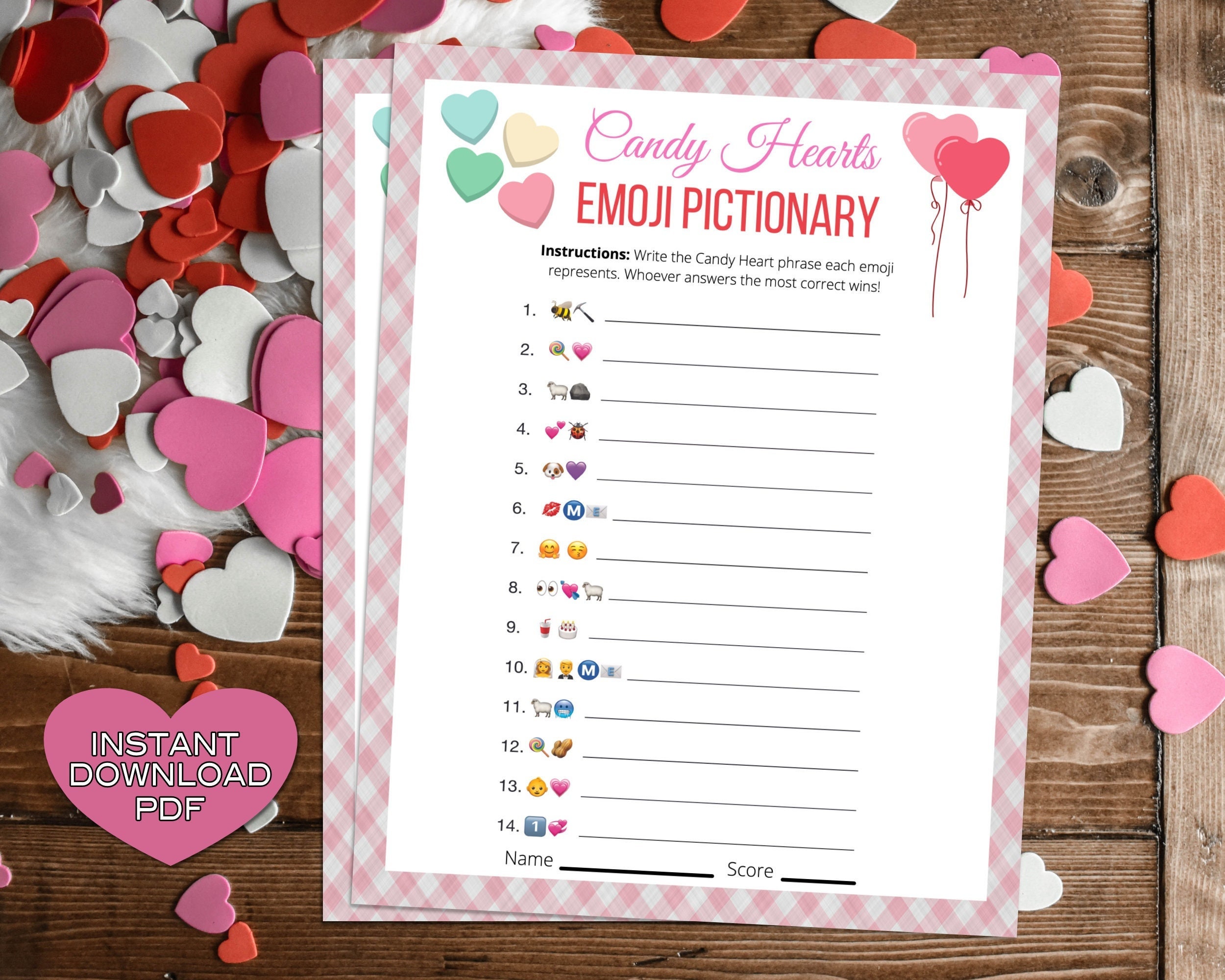 Candy Hearts Emoji Pictionary Game classroom Office | Etsy