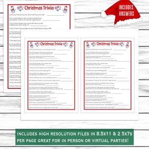Christmas Trivia Quiz Game, Printable or Virtual Holiday Party Game for ...