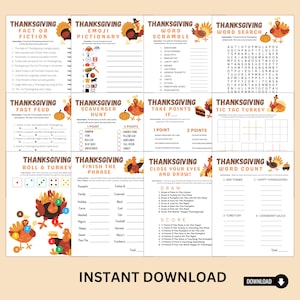 Thanksgiving Games | Editable Thanksgiving Party Games | Thanksgiving ...