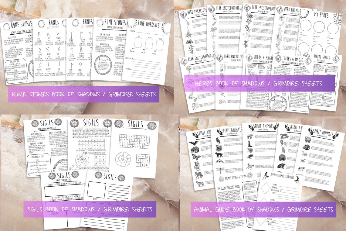 Beginner Witchcraft Book of Shadows Pages Printable Set | Baby Witch ...