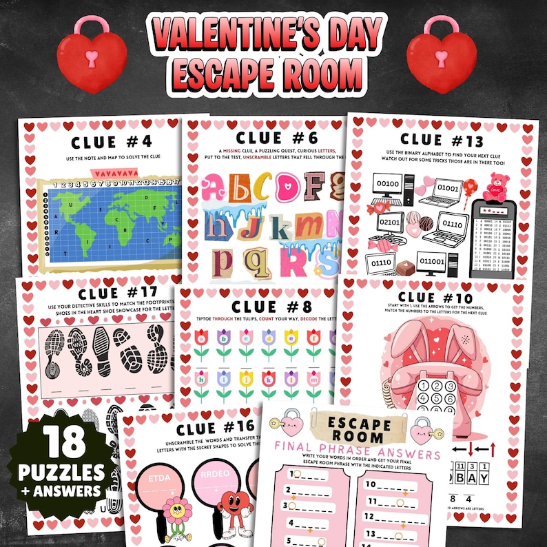 Junior Detective Valentine Escape Room | 18 Clue Mystery Game for Kids ...