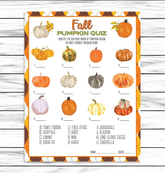 Fall Pumpkin Game Fall Trivia Quiz Party Game Autumn Game - Etsy