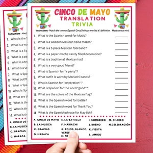 Printable Cinco De Mayo Spanish Trivia Game | Quiz for Kids & Adults ...