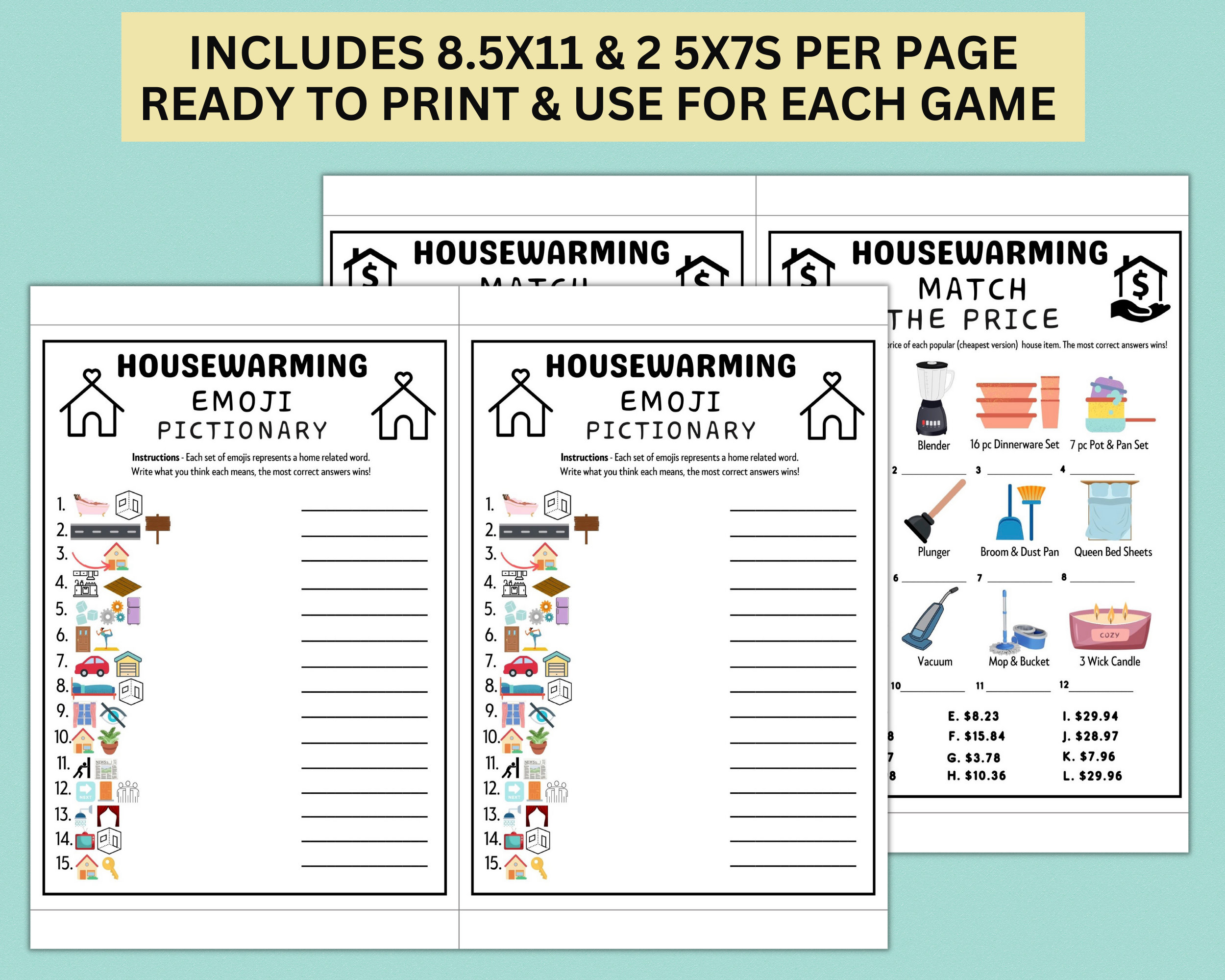 Printable Housewarming Party Games | New Home Game Bundle | Moving ...