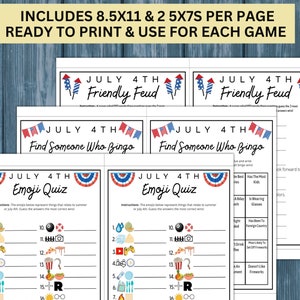 Printable July 4th Party Games Bundle | Group Activities Editable ...