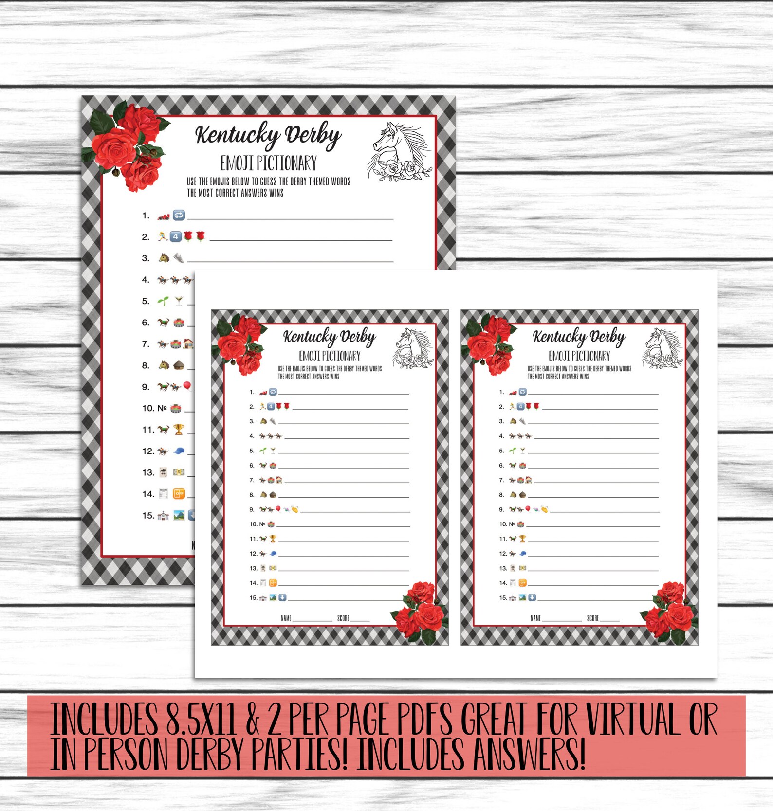Kentucky Derby Emoji Game, Emoji Pictionary, Party Game, Emoji Game ...