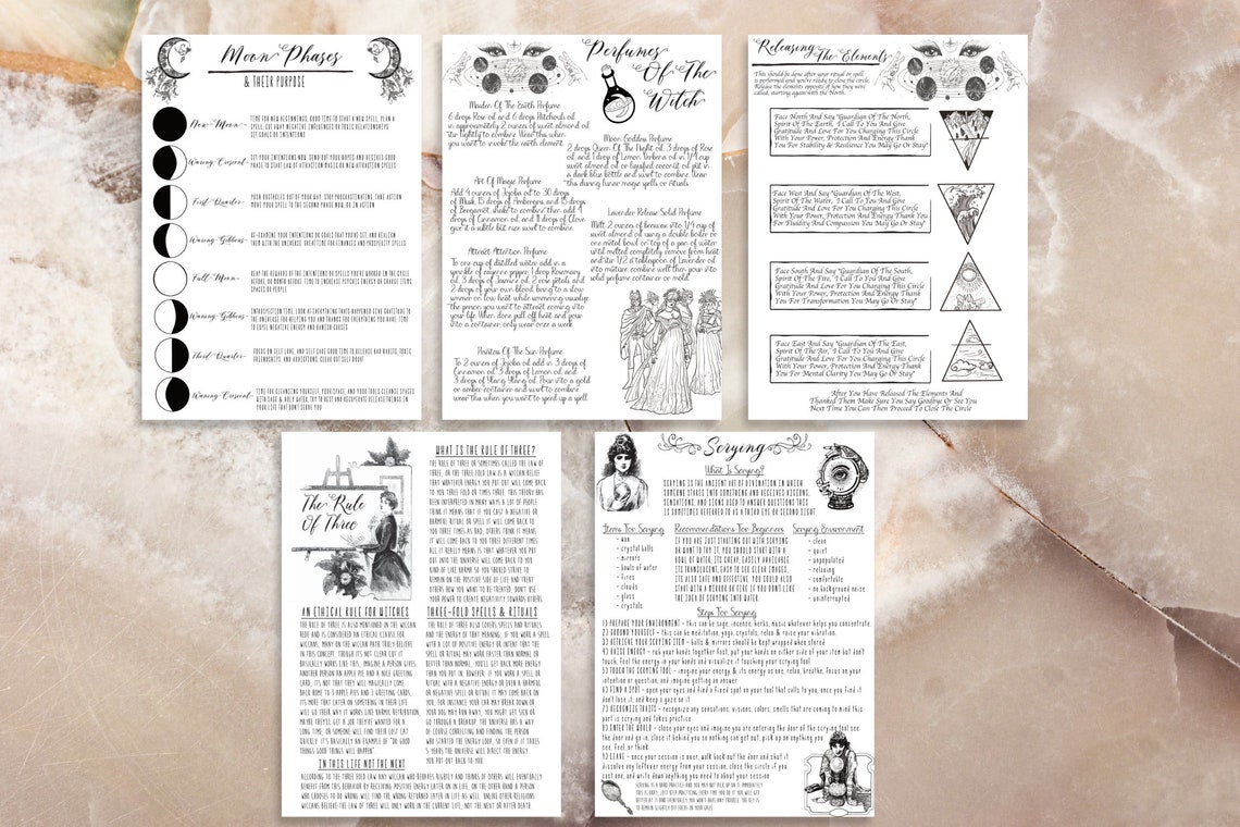 Witchcraft Printable Basic Book of Shadows Pages Grimoire - Etsy