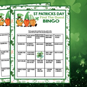 St Patricks Day Game , St Patricks Day Find the Guest Bingo, St ...