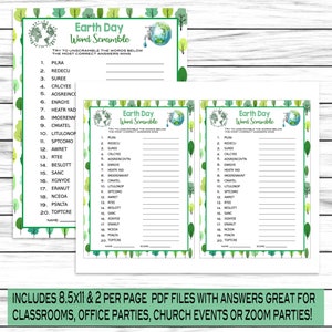 Earth Day Fun Games, Party Games, Trivia , Scattergories, Word Search ...