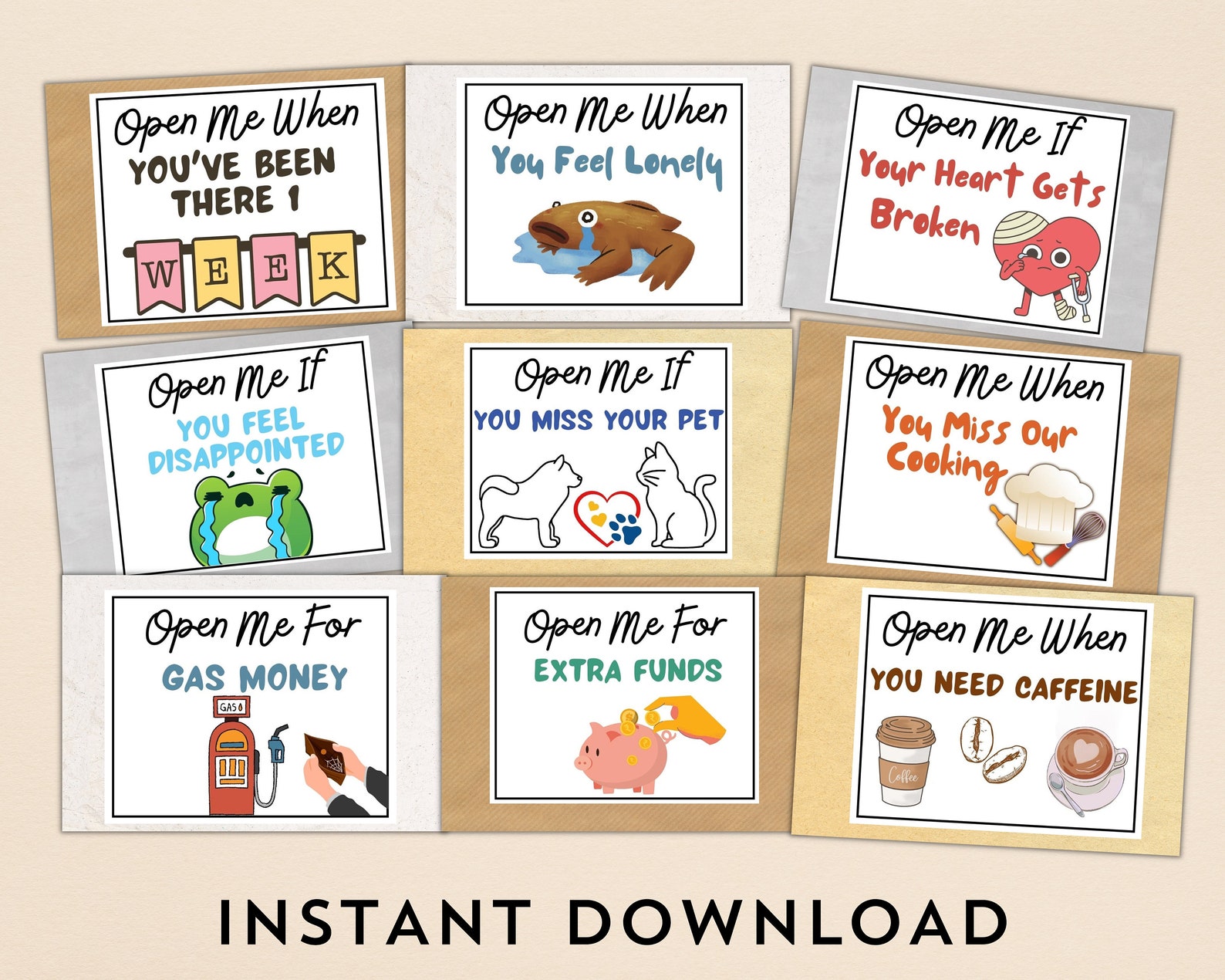 Editable Open When Envelopes for College Students | Long Distance Open ...