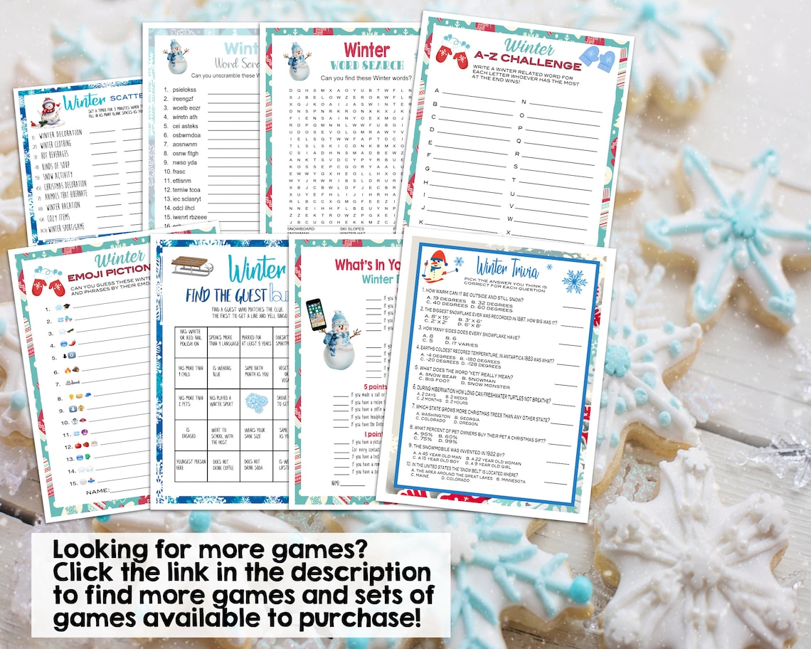 Winter Think Fast Word Party Game, for Adults Kids, Classroom, Office ...