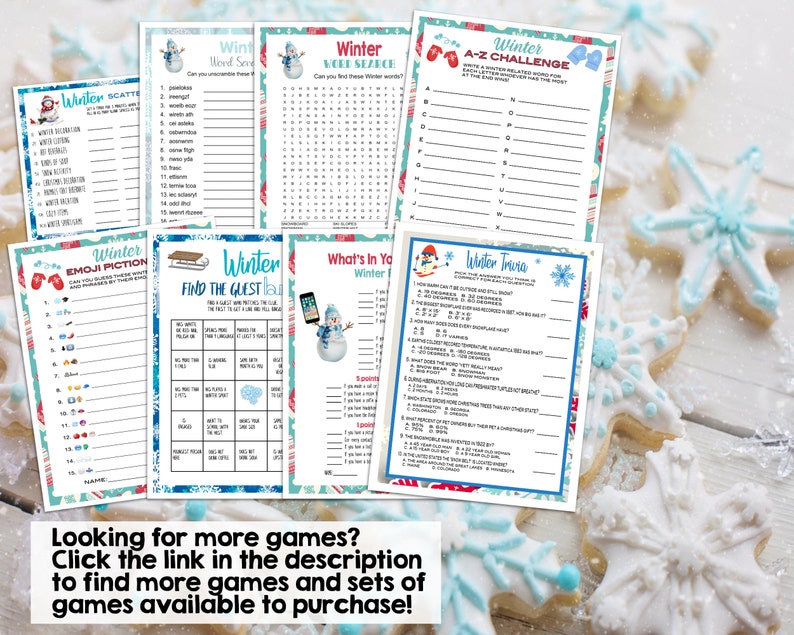 Snow Match Trivia Winter Party Game for Adults Kids - Etsy