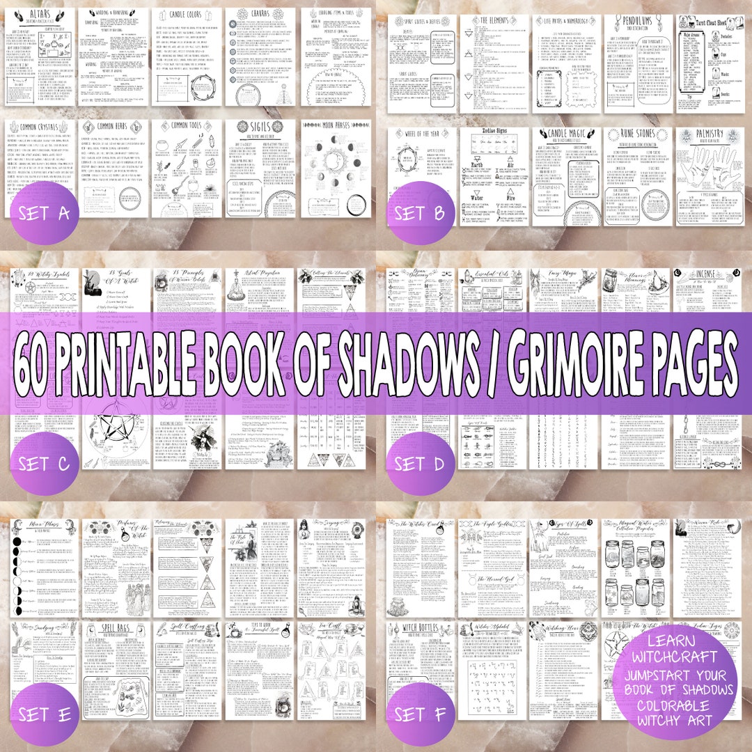 60 Pages Witchcraft Basics Book of Shadows Pages Printable Set, Magic ...