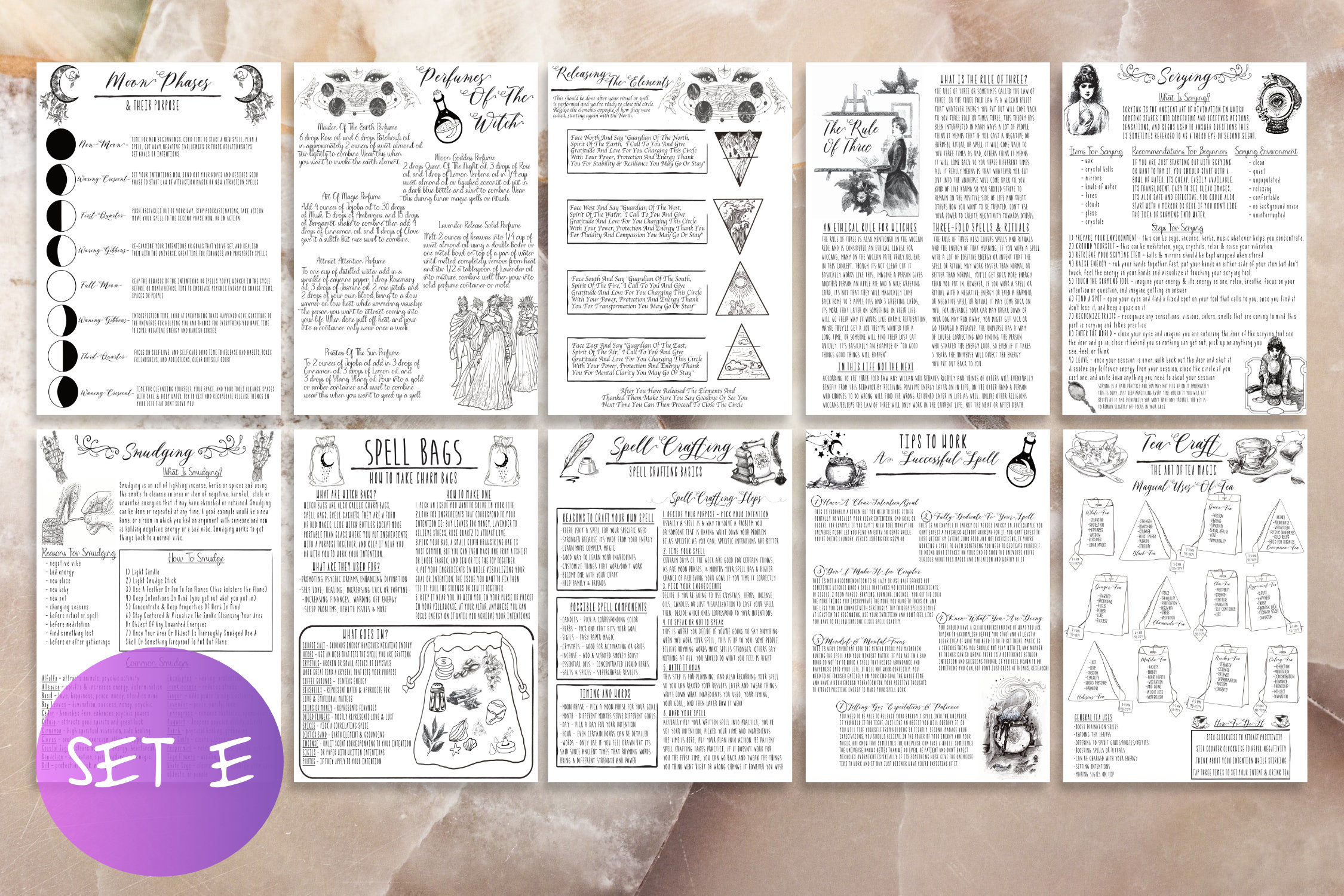 Witchcraft Printable Basic Book of Shadows Pages, Grimoire Pages, Moon ...