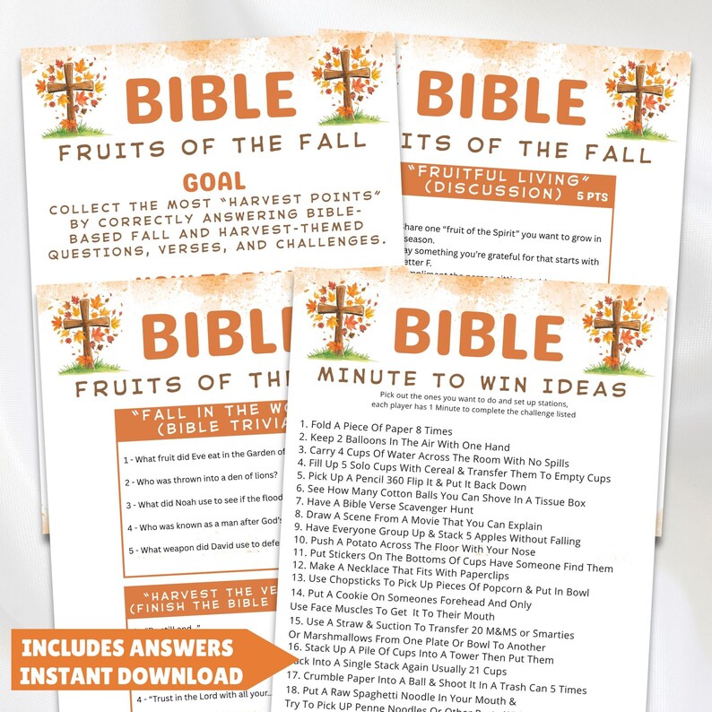 25 Christian Fall Bible Game Bundle, Autumn Women's Ministry & Youth ...