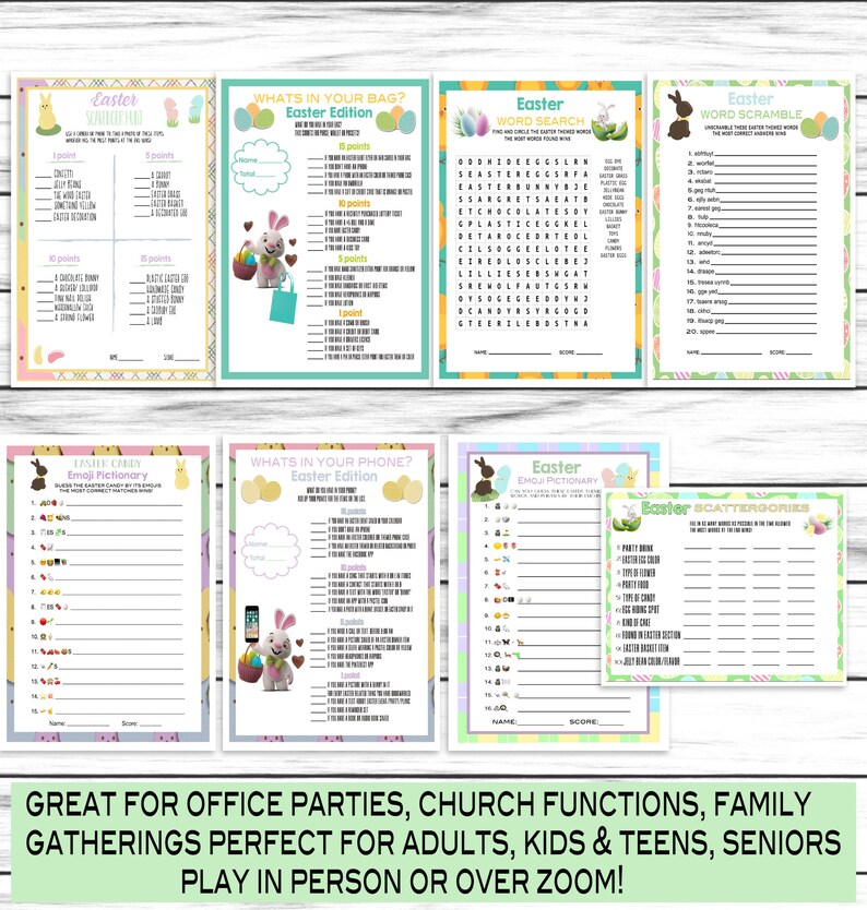 16 Easter Games Spring Party Games Trivia Adults Kids | Etsy