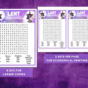 Printable Lent Word Search, Kids Lenten Party Game, Lent Word Activity ...