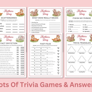 Mothers Day Printable Games Answers Mega Bundle | Moms Brunch Trivia ...