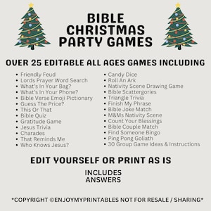 Christmas Bible Games for Church Party | Editable Holiday Nativity ...