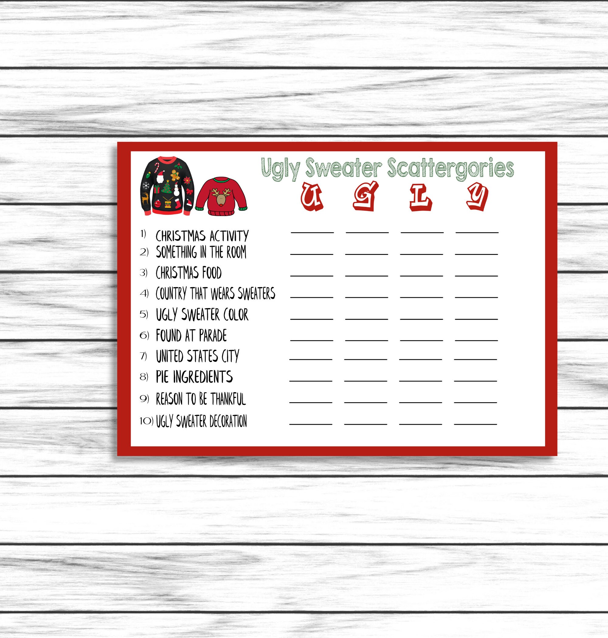 Christmas Games Ugly Sweater Games Christmas Party Trivia | Etsy