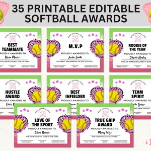 Printable Softball Team Editable Award Certificates | End of Season ...