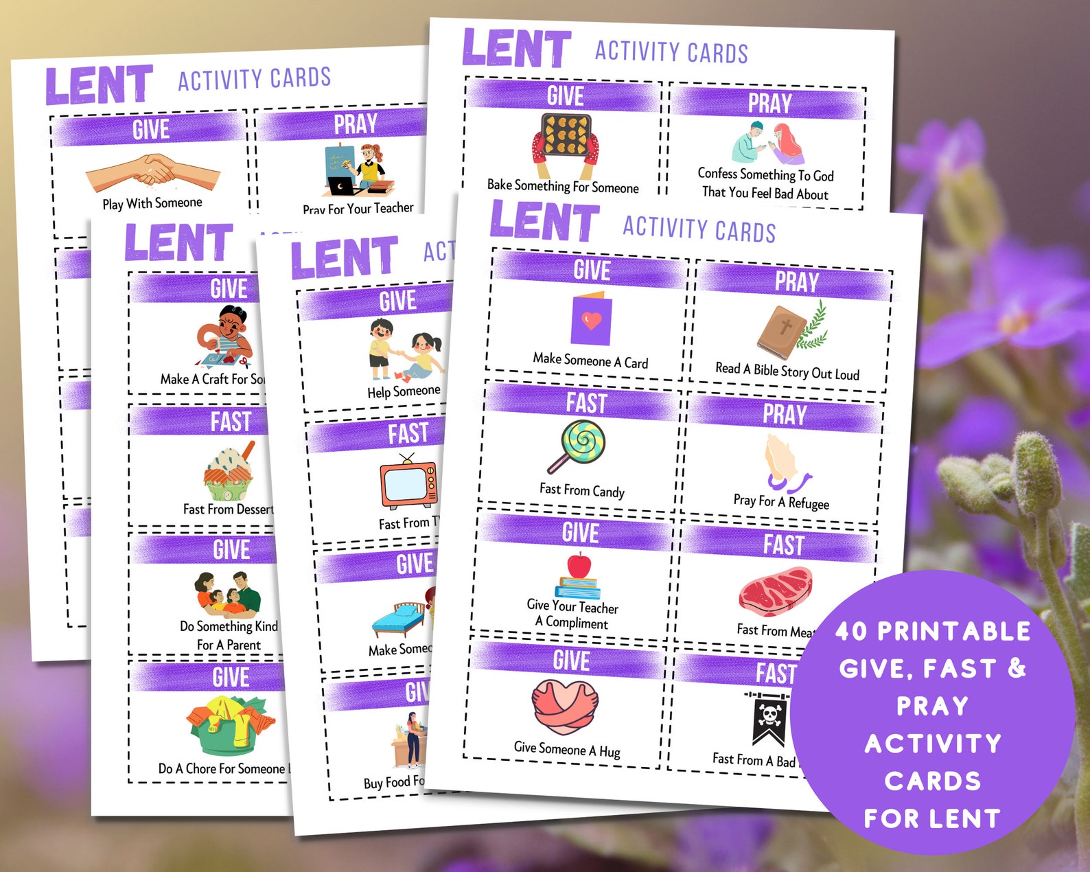Lent Printable Kids Activity Cards Childrens Lenten - Etsy