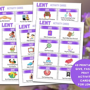Lent Printable Kids Activity Cards, Childrens Lenten Activities, Lent ...
