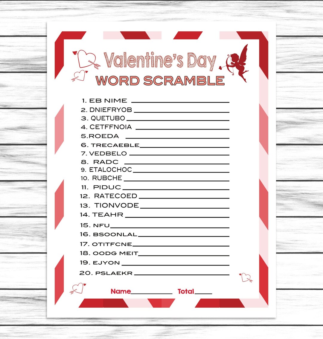 Valentines Day Word Scramble Game, Virtual or Printable V-day Party ...