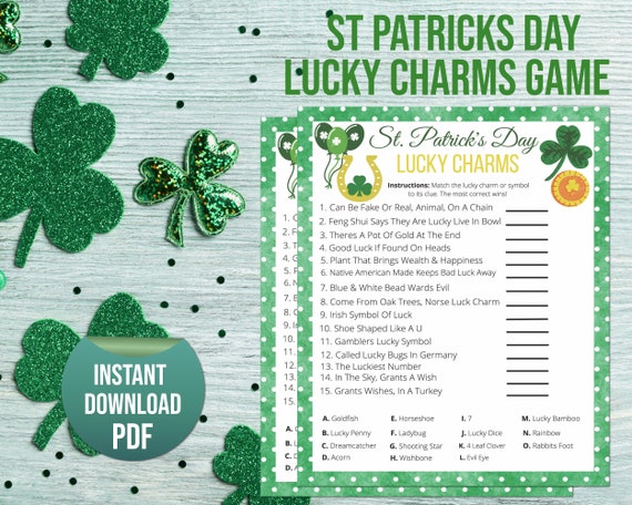 Printable St Patricks Day Lucky Charm Game Irish Quiz St | Etsy