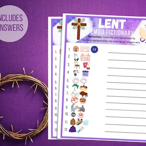 Lent Printable Kids Emoji Pictionary Game, Adult Lenten Party Game ...