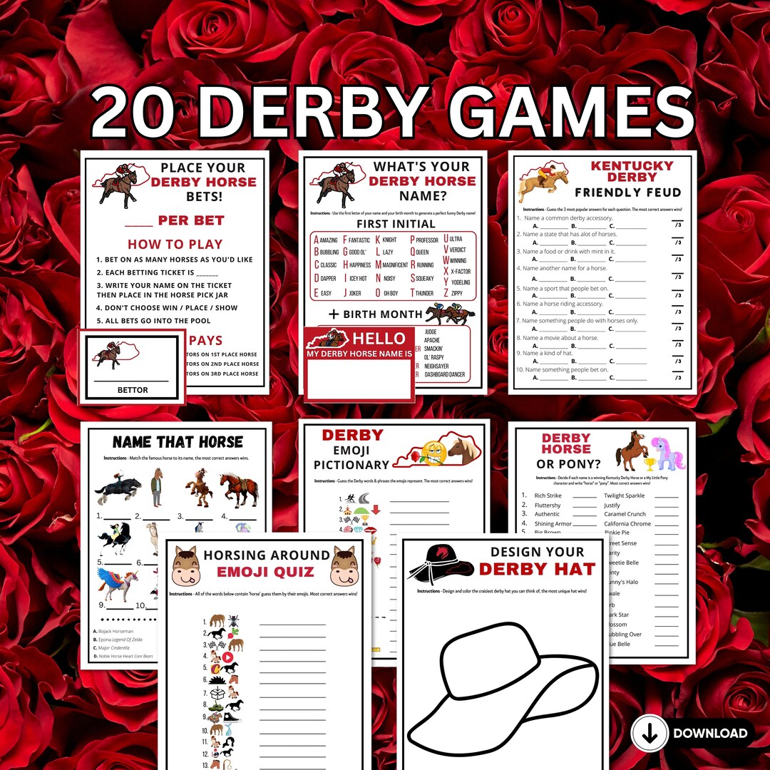 Printable Kentucky Derby Party Games With Answers | 20 Mega Derby ...