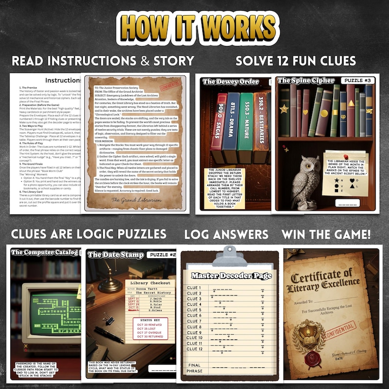 Library Escape Room Game Printable | the Lost Archives Mystery ...