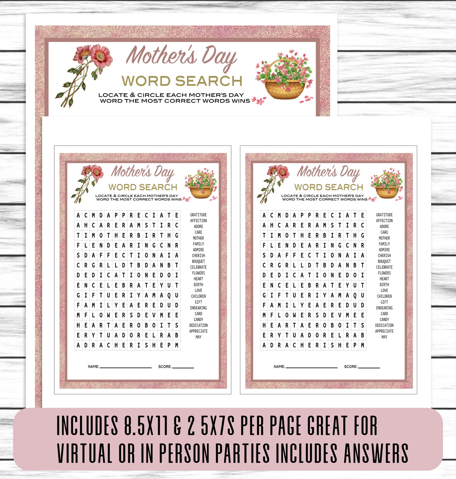Mothers Day Word Search Game Word Find Game Party Game - Etsy