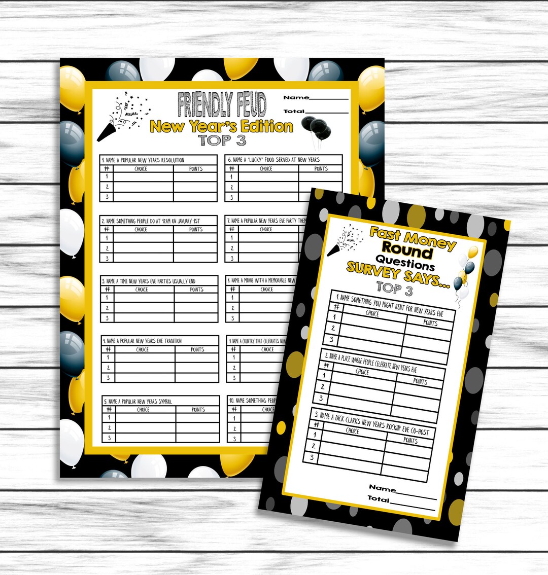 Family Feud New Years Edition, Family Feud Game, New Years Trivia Game ...