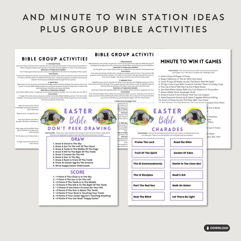 Printable Easter Themed Bible Games and Answers Mega Bundle |sunday ...