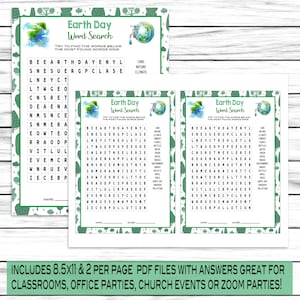 Earth Day Fun Games, Party Games, Trivia , Scattergories, Word Search ...