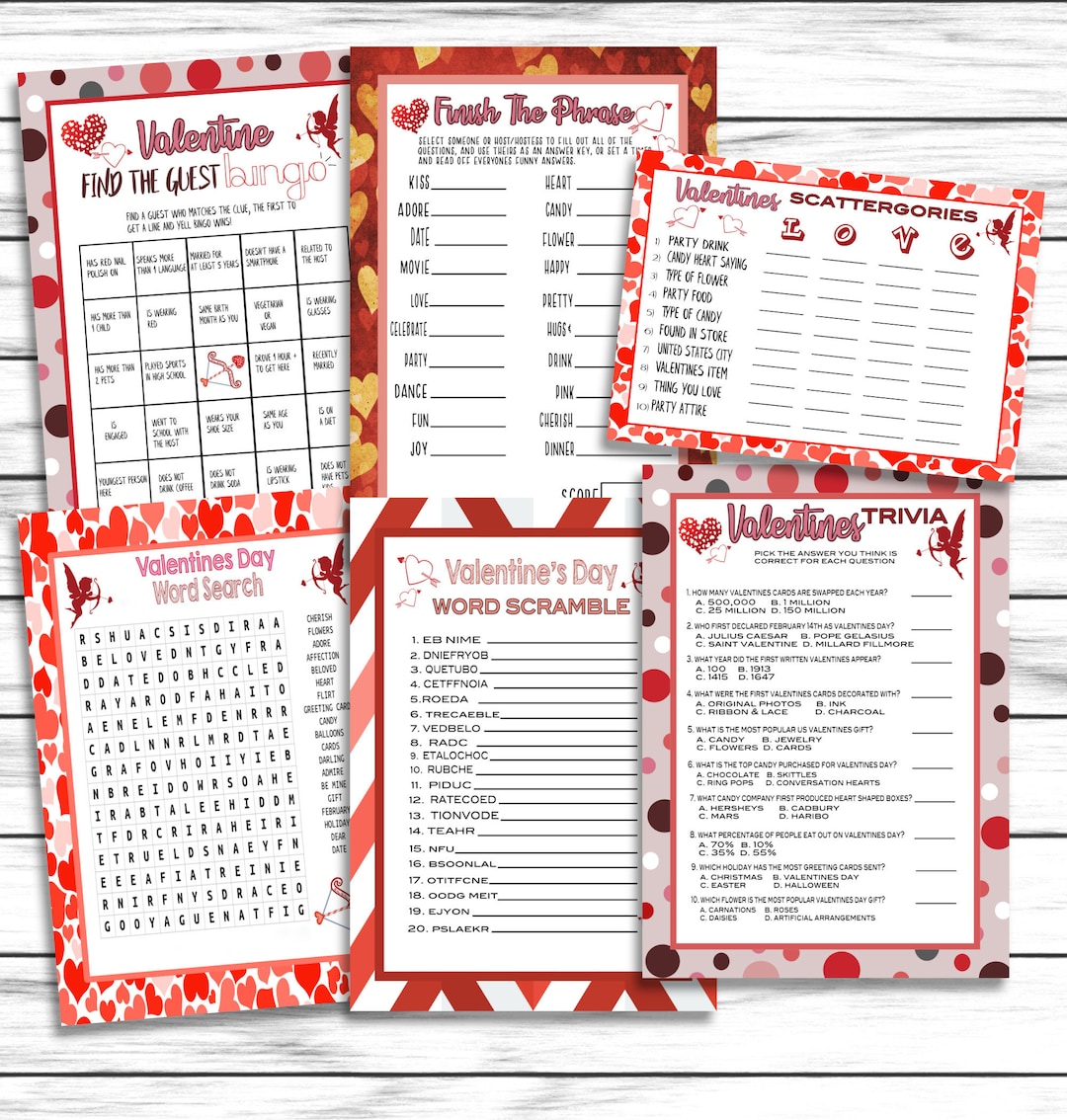 Valentines Party Game Bundle, Valentines Day Game, Valentines Trivia ...