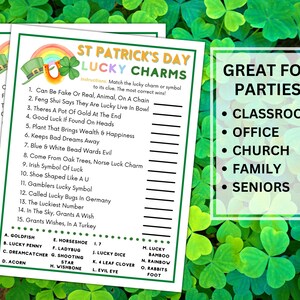 Printable St Patricks Day Lucky Charm Game | Irish Quiz | St Paddys ...