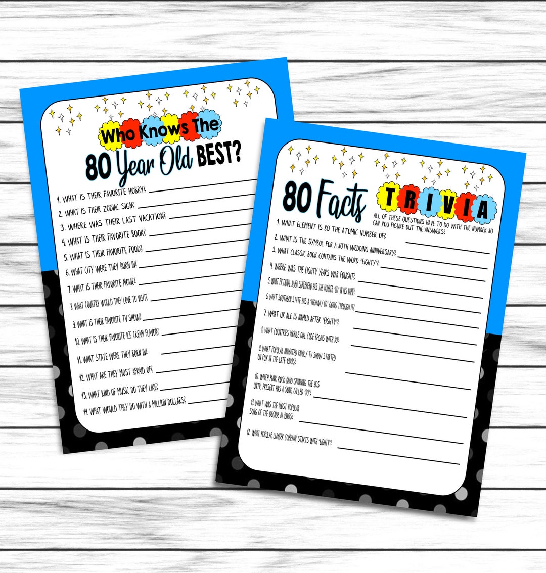 80th Birthday Party Games, How Well Do You Know the 80 Year Old ...