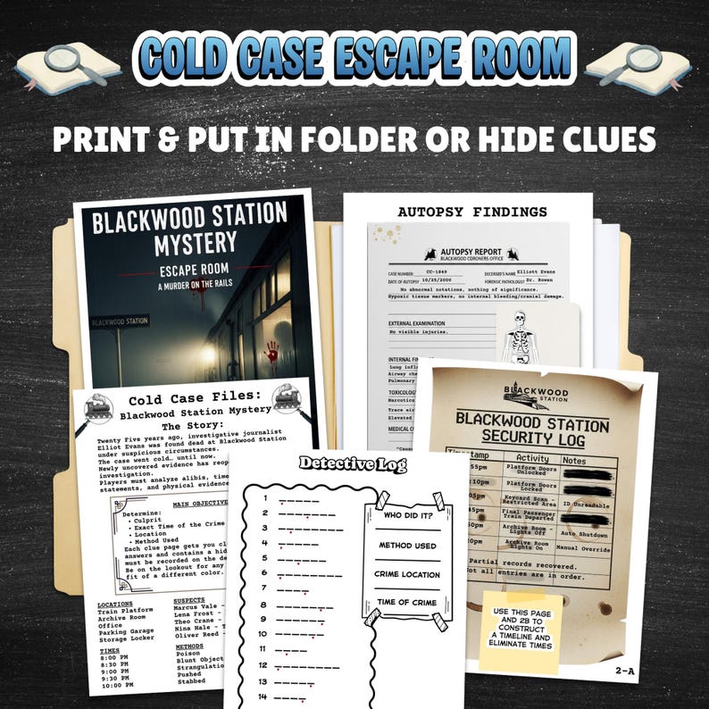 Cold Case Murder Mystery Detektiv entkommenes Zimmer druckbares Spiel ...