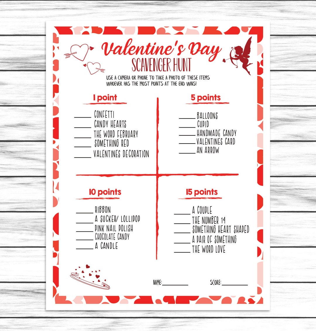 Valentines Day Scavenger Hunt Game, Virtual or Printable V-day Party ...