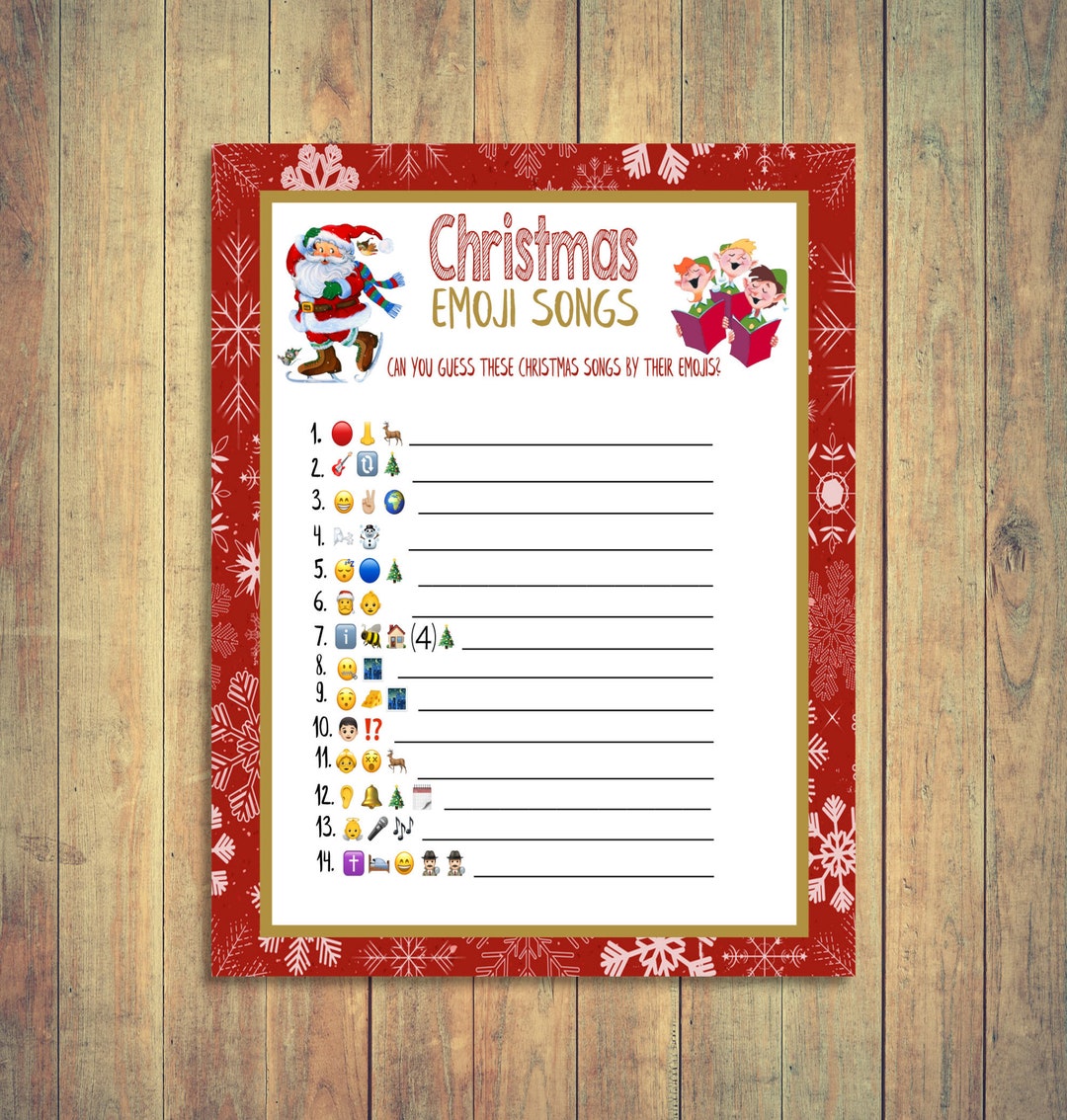 Christmas Emoji Game, Christmas Songs, Christmas Party Game, Xmas Party ...