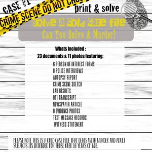 Murder Mystery Cold Case File Printable or Virtual Game, Solve A Murder ...