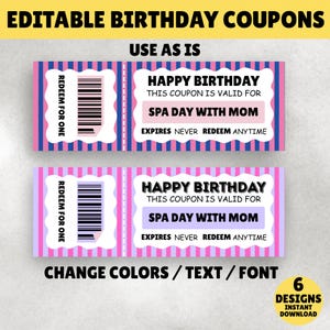 Happy Birthday Coupon Editable Canva Template | Bday Gift Certificate ...