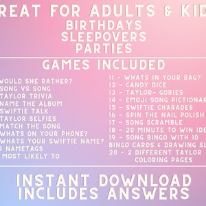 Printable Swiftie Fans Party Games Mega Bundle | Tween Teen Sleepover ...