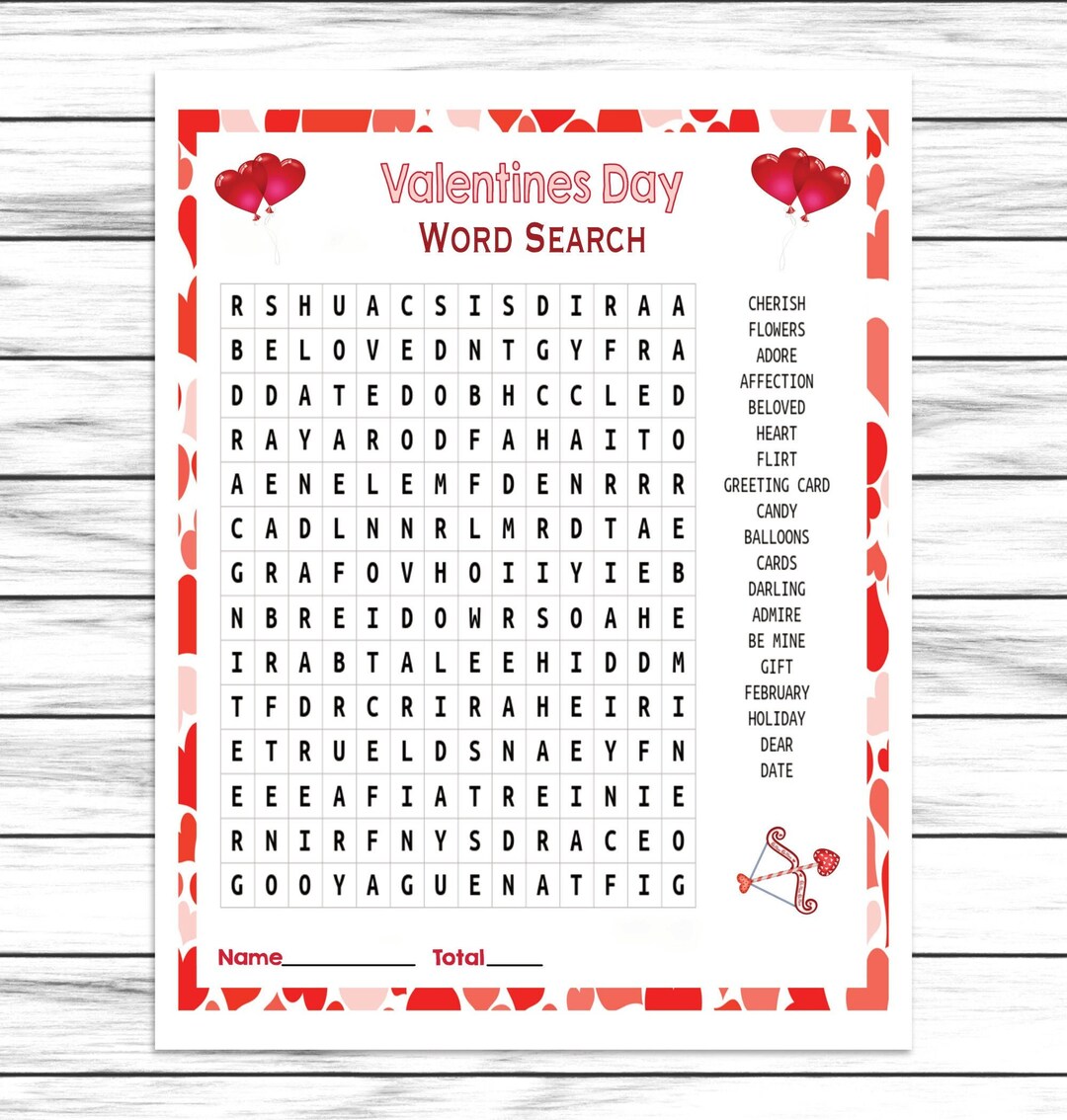Valentines Day Word Search Game, Virtual or Printable V-day Party Game ...
